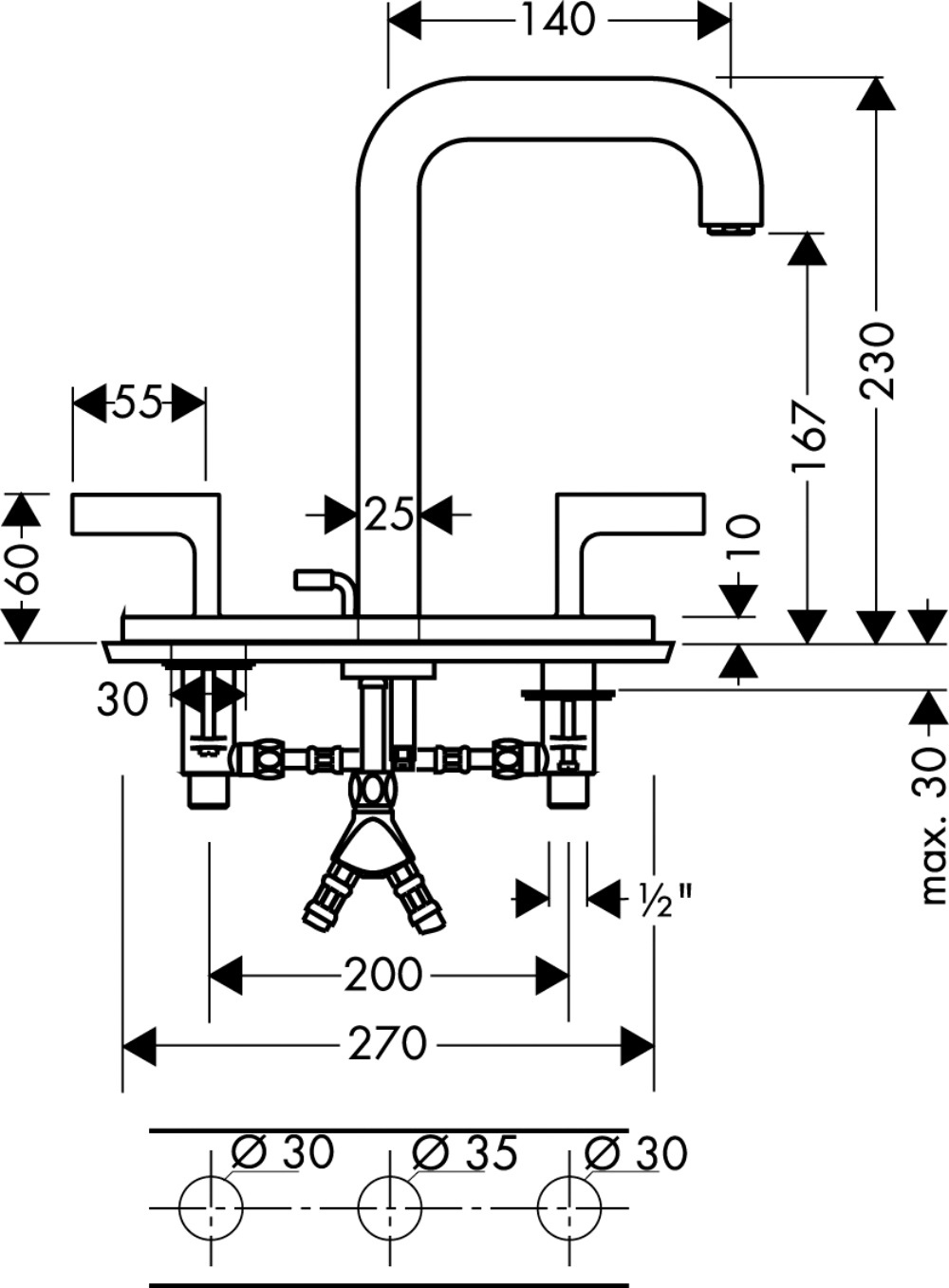 Купить Hansgrohe Axor Citterio 39135000 смеситель для раковины на 3 ...
